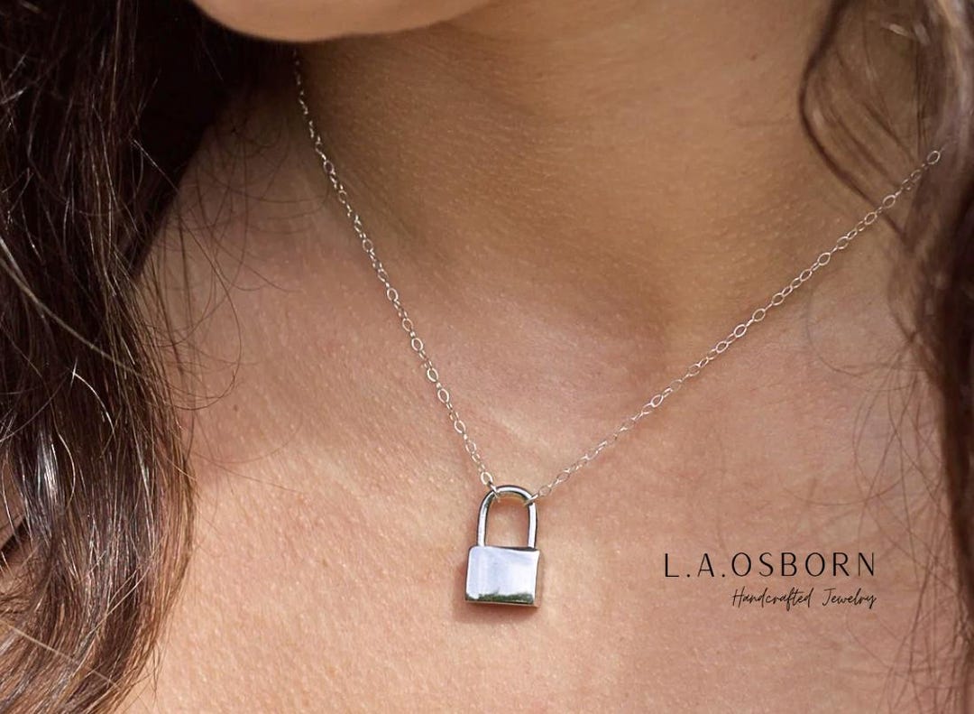 Dainty Silver Lock Necklace, Tiny Lock Necklace, Silver or Gold ...