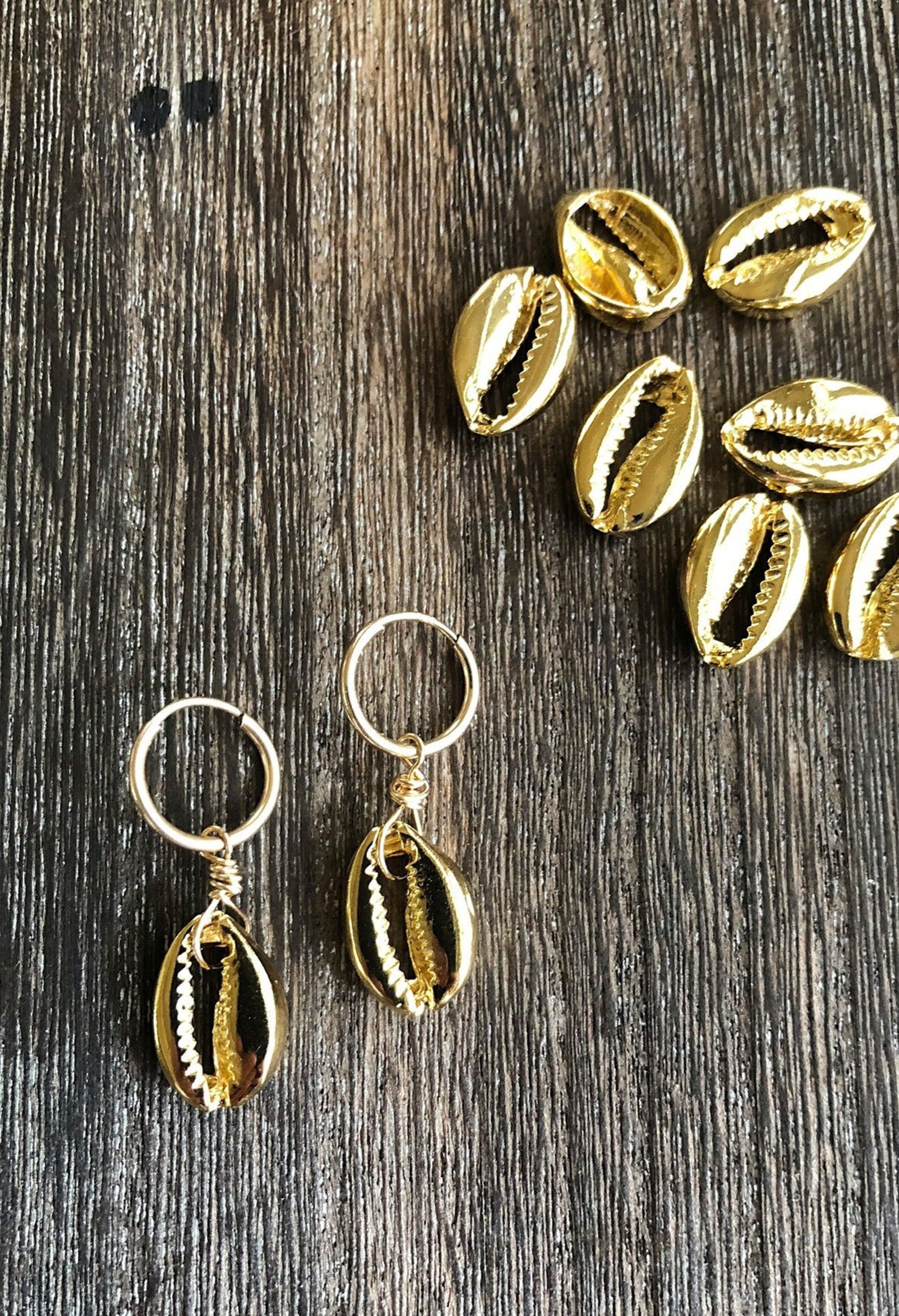 Gold Cowrie Shell Hoop Earrings Cowrie Earrings Gold Shell - Etsy