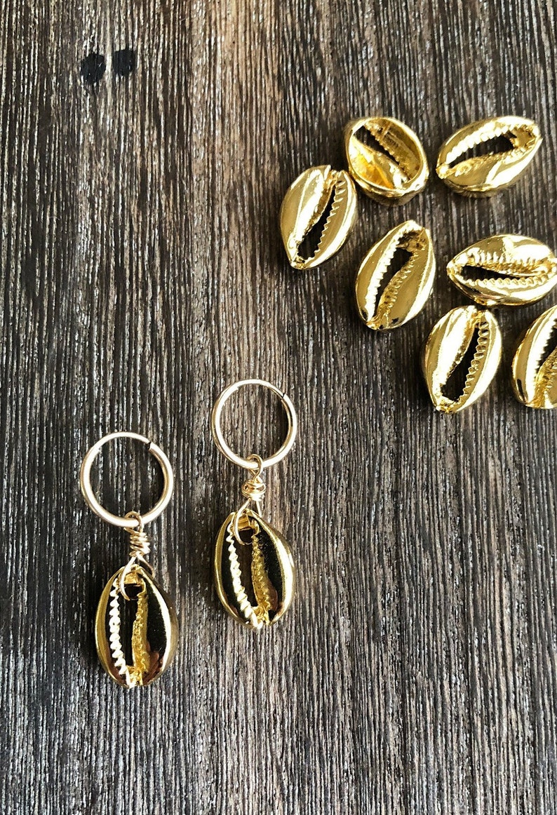 Gold Cowrie Shell Hoop Earrings Cowrie Earrings Gold Shell - Etsy