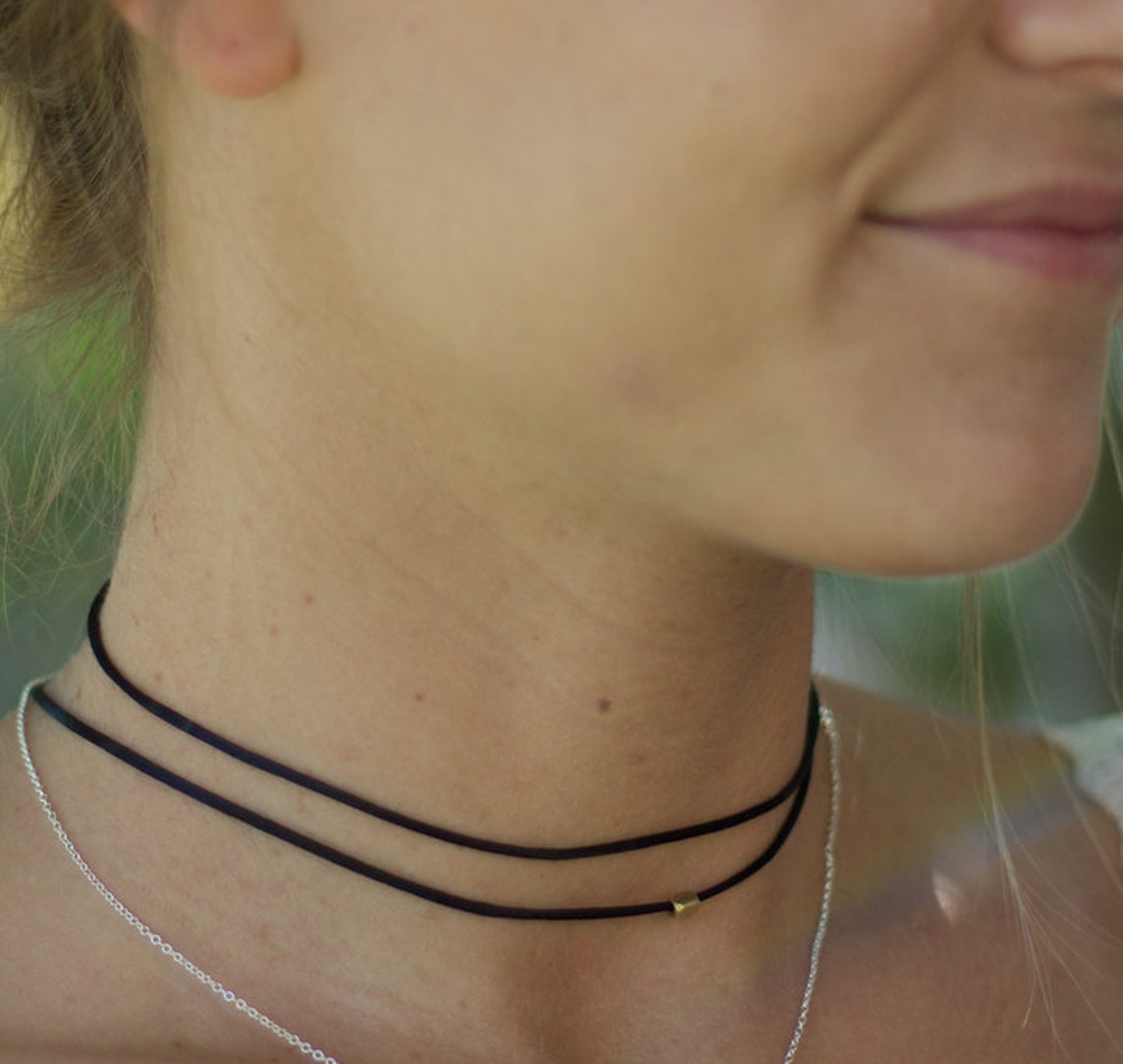 Ultra Thin Black Wrap Choker Skinny Black Satin Choker | Etsy