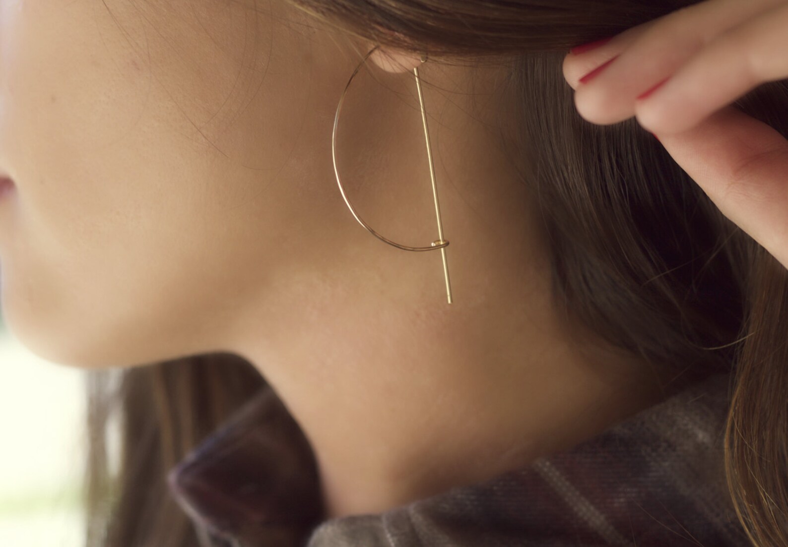 Half Moon Earrings Wire Jewelry Hoop Ear 14k Gold Filled | Etsy