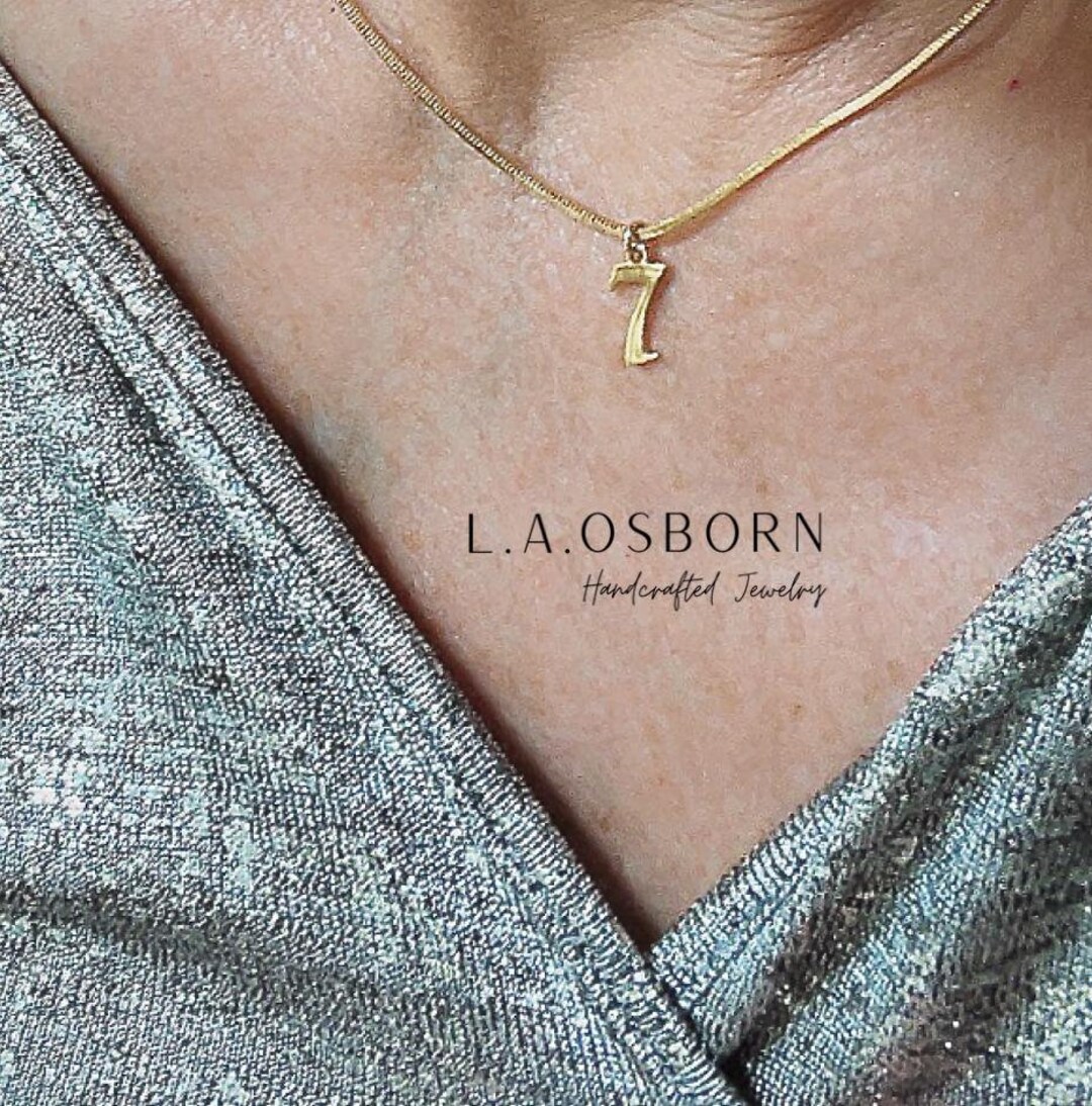 Gold Number Necklace, Baseball Necklace With Number, Lucky Number ...