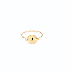 Personalized Initial Ring, Gold Disc Letter Ring, 14K Gold Filled Ring ...