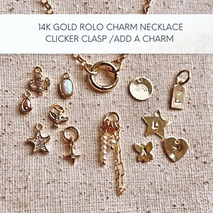 Rolo Chain Charm Necklace, Clicker Clasp, Rolo Link Charm Holder Chain ...