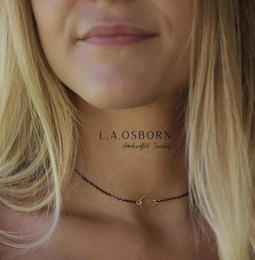 Black Choker, 90s Choker, Boho Choker, Eternity Choker, Mixed Metal ...