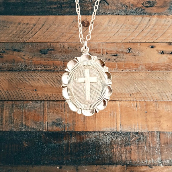 Round Cross Pendant - Etsy