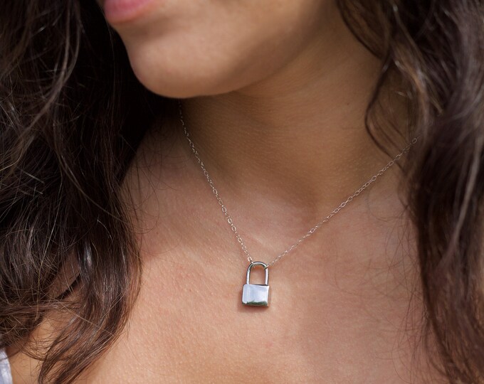 Dainty Silver Lock Necklace, Tiny Lock Necklace, Silver or Gold ...