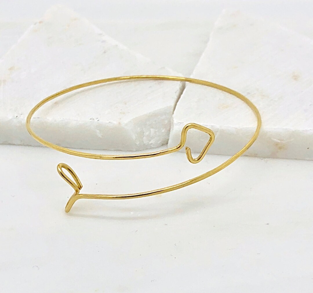 Gold Arrow Bangle Bracelet, Arrow Wrap Bangle, Adjustable Arrow ...