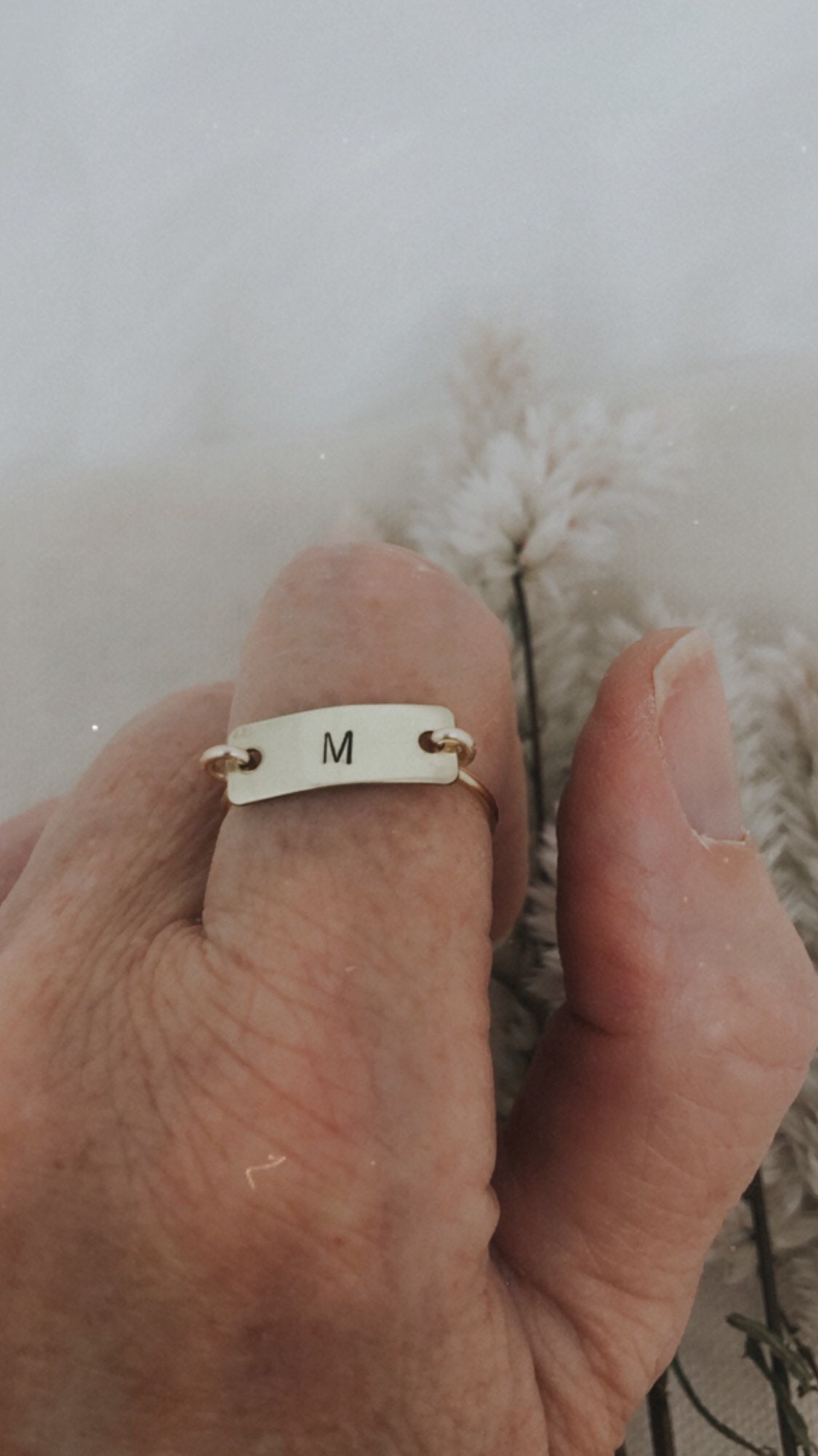 Custom Initial Bar Ring Personalized Initial Ring Bar Rings | Etsy
