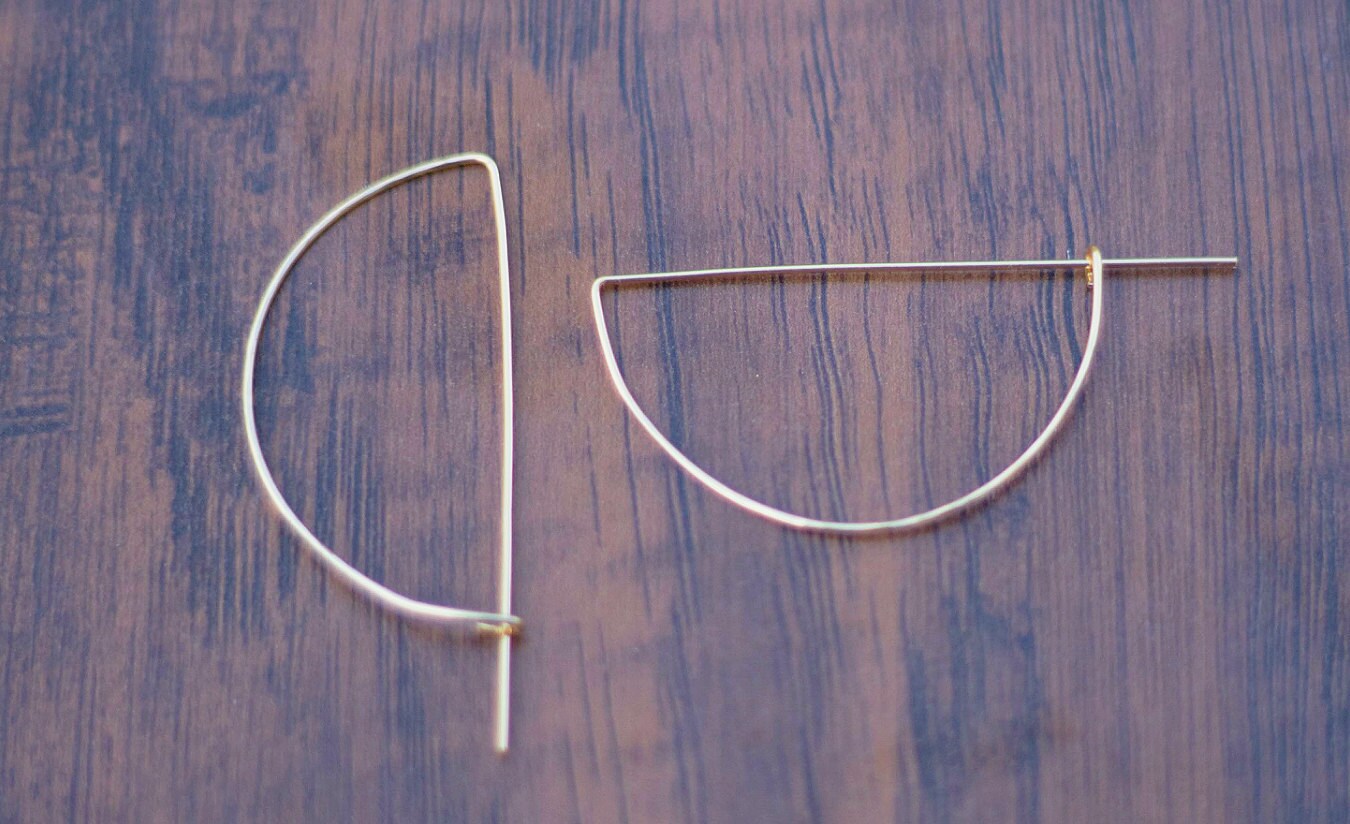 Half Moon Earrings Wire Jewelry Hoop Ear 14k Gold Filled | Etsy