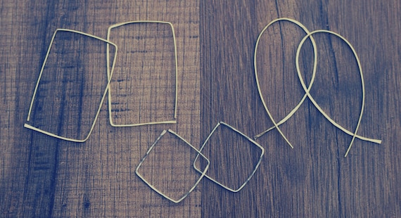 Lightweight Inverted Threader Hoop Earrings Rectangle Hoop - Etsy