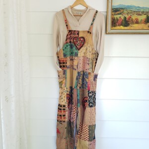 90s Mirrored Heart Cotton Patchwork Overalls - Etsy