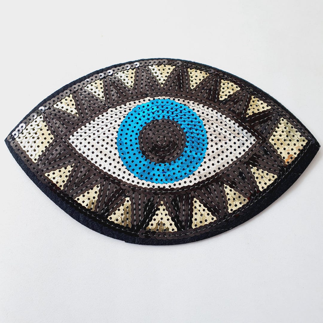 1x Turkish Evil Eye Sequin Applique HOT-FIX Iron on 20cm - Etsy