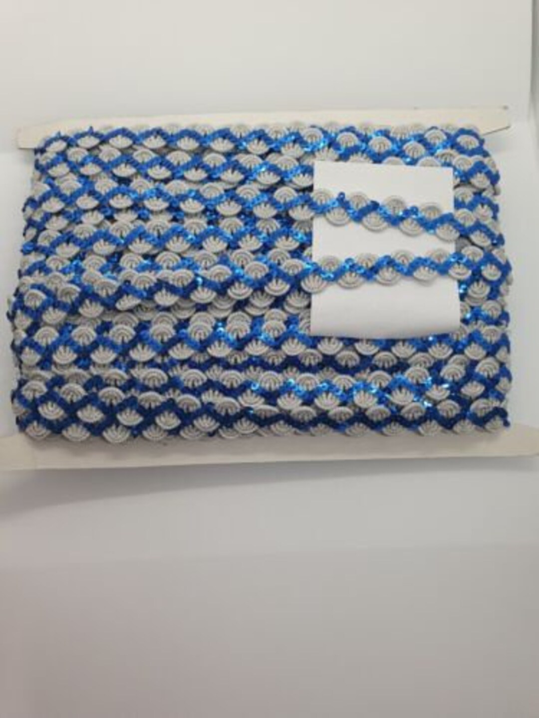 1m Blue Silver Embroidered Sequin Band Braid Trimming Glitter Ribbon ...