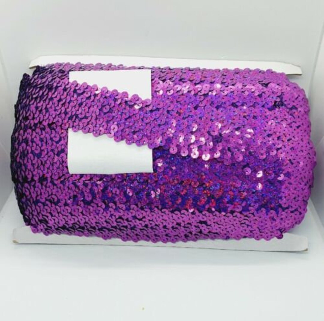 1m Purple Hologram Sequin Stretch Elastic Elasticated 4cm Trim - Etsy