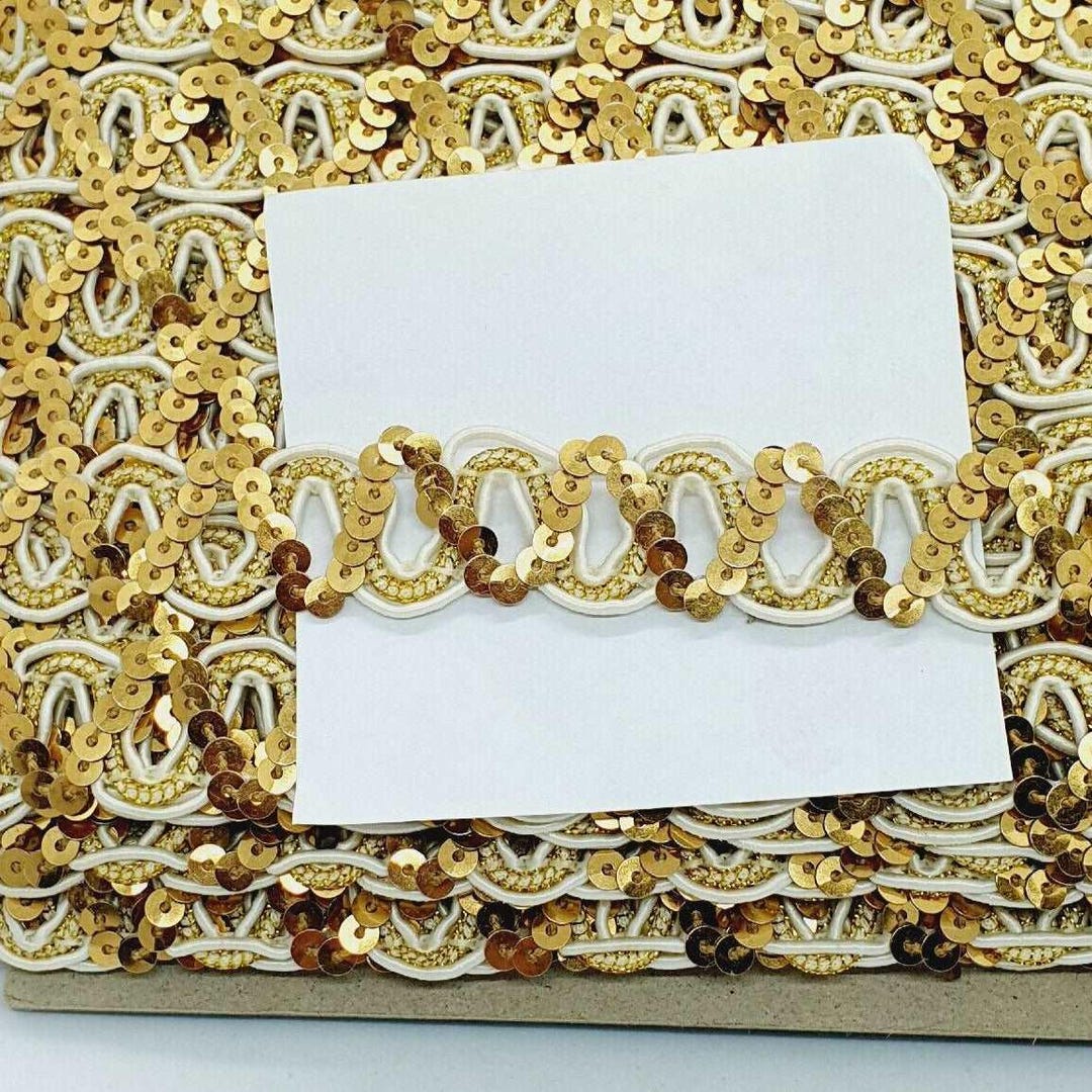 1m Gold Sequin Gold Glitter Loop Braid Trimming Ribbon 20mm Craft - Etsy
