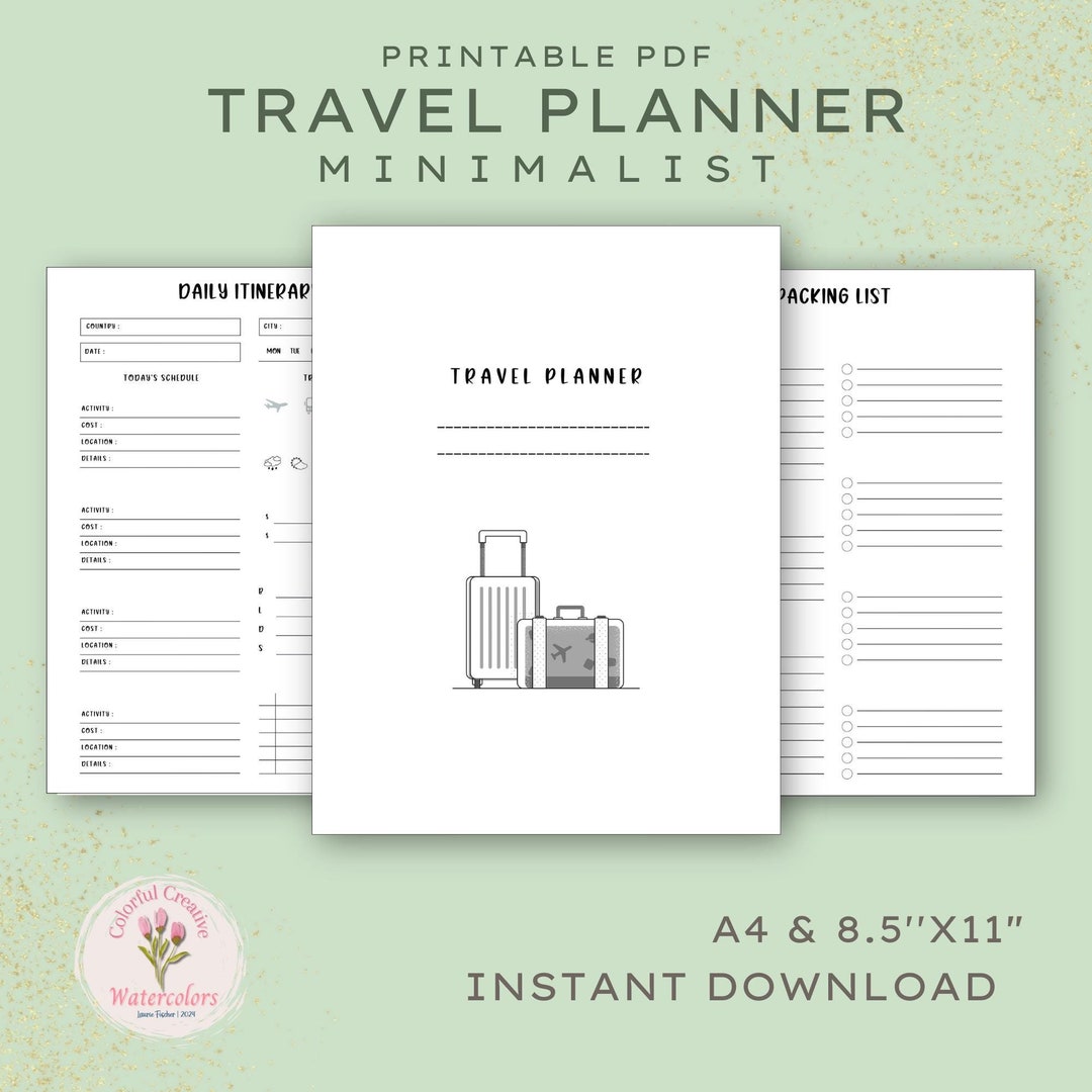 Travel Planner Printable, Digital Planner, PDF Travel Planner ...