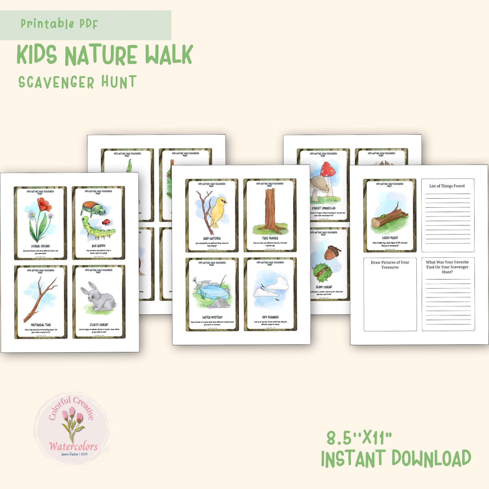 Kids Nature Walk Scavenger Hunt PDF, Printable Homeschool Activity ...