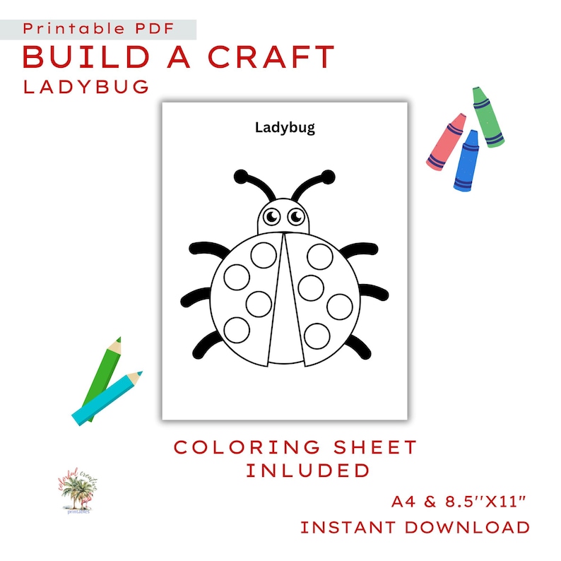 Build A Craft Ladybug Printable Kids Activity & Paper Crafts Digital ...