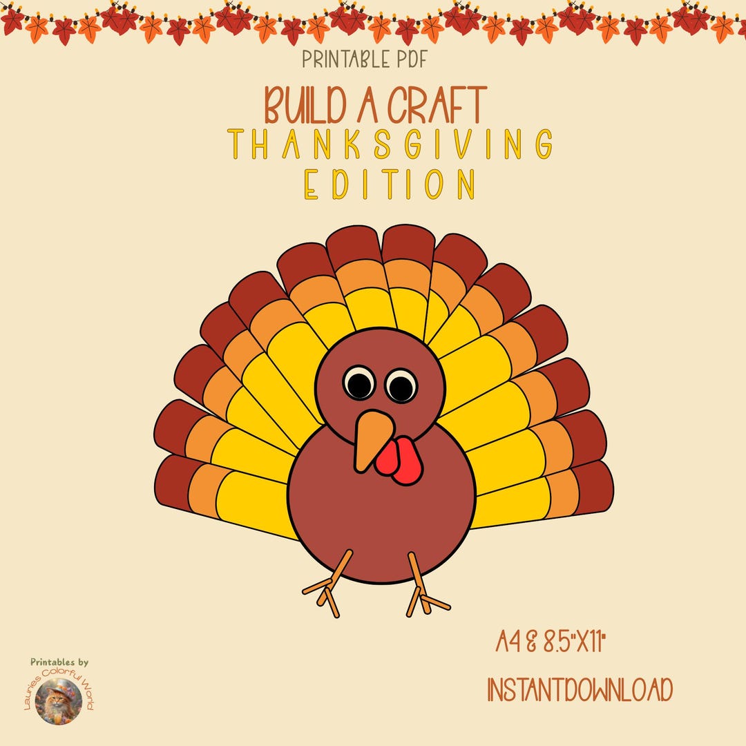 Build A Craft Turkey Cut and Paste Craft Thanksgiving Craft ...