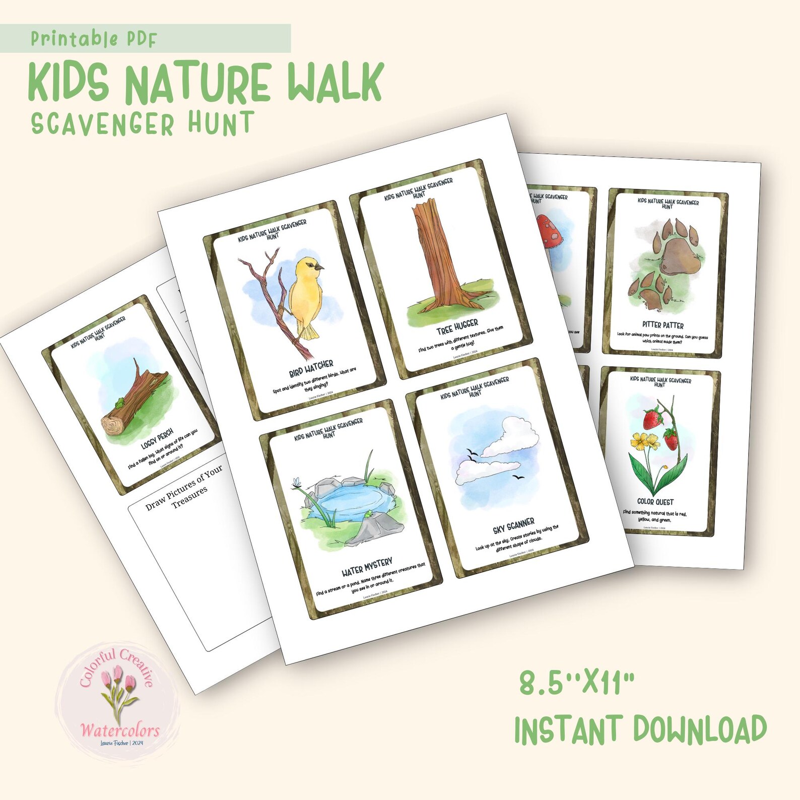 Kids Nature Walk Scavenger Hunt PDF, Printable Homeschool Activity ...