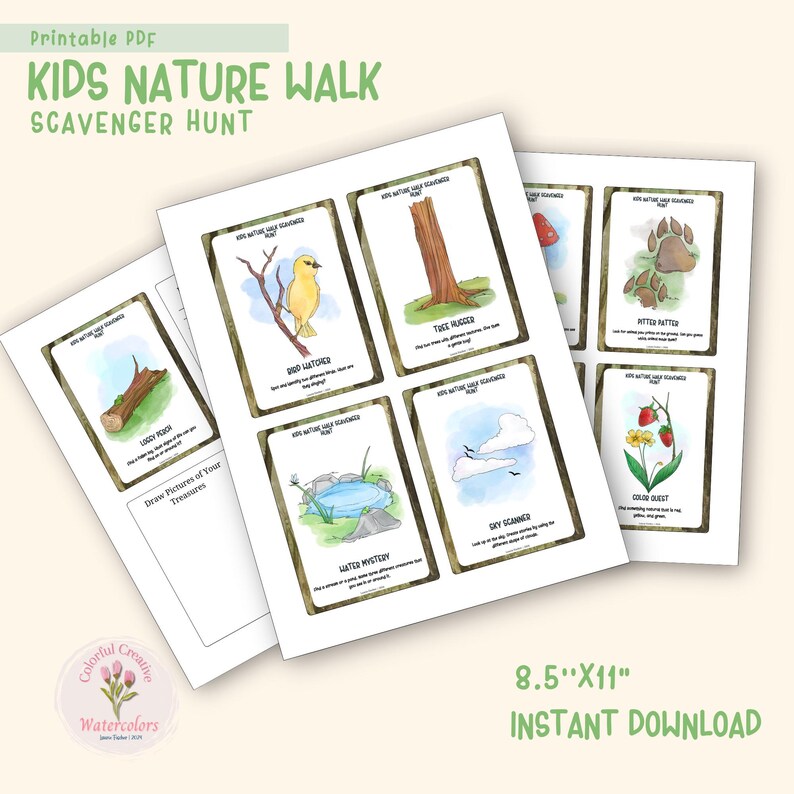 Kids Nature Walk Scavenger Hunt PDF, Printable Homeschool Activity ...