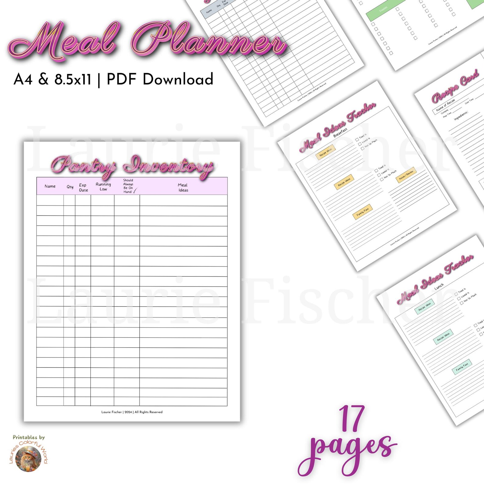 Printable Meal Planner Bundle Weekly Monthly Meal Planning A4 Letter ...