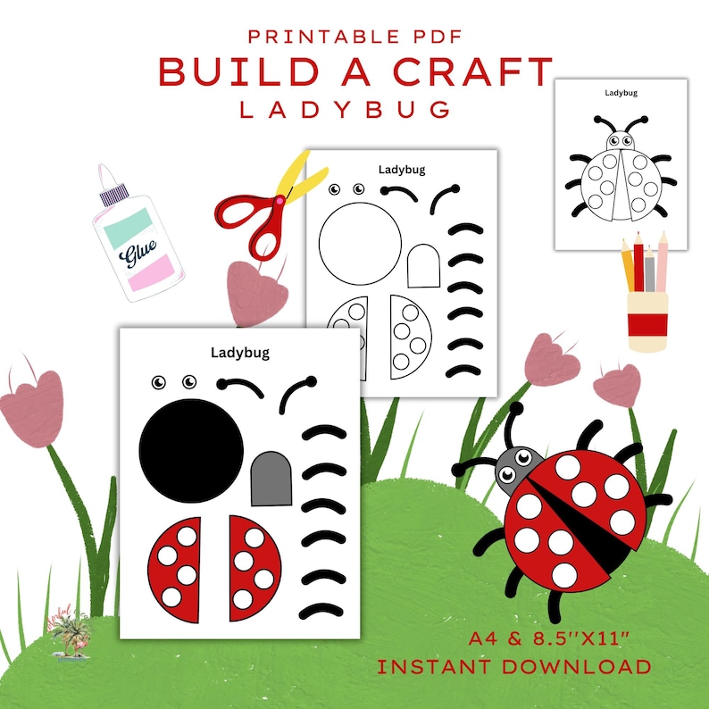 Build A Craft Ladybug Printable Kids Activity & Paper Crafts Digital ...