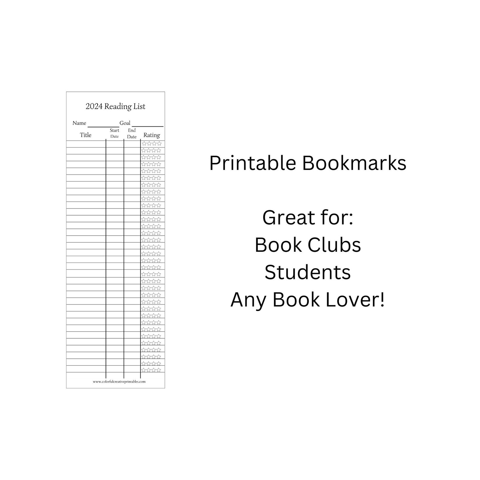 Printable Bookmark, Reading Log Tracker, Reading Journal, Reading ...
