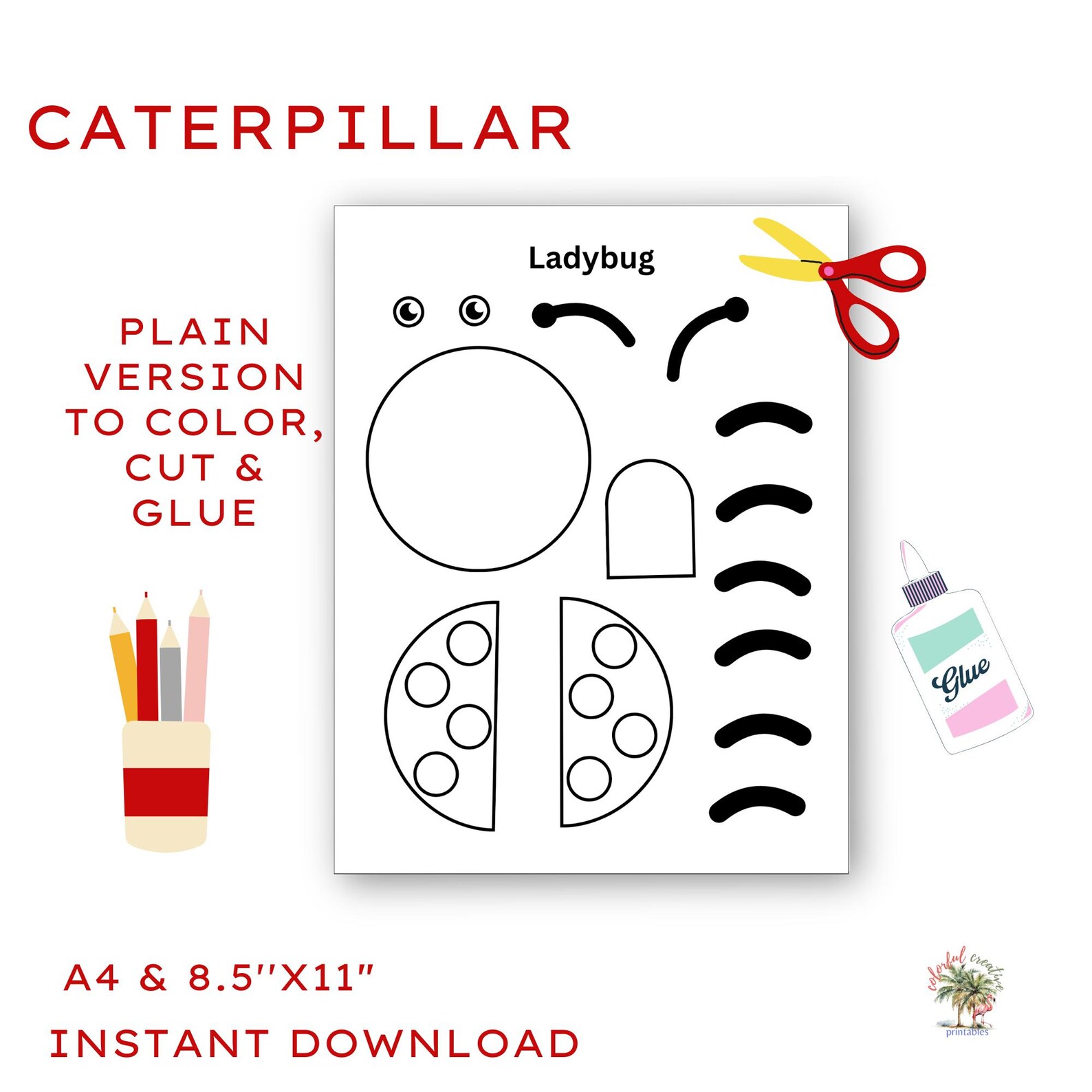 Build A Craft Ladybug Printable Kids Activity & Paper Crafts Digital ...