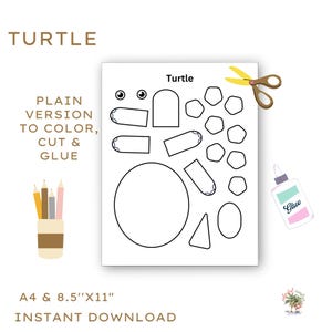 Build A Craft Turtle Printable Kids Crafts & Activities, Digital ...