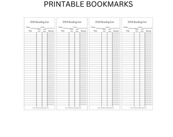 Printable Bookmark, Reading Log Tracker, Reading Journal, Reading ...