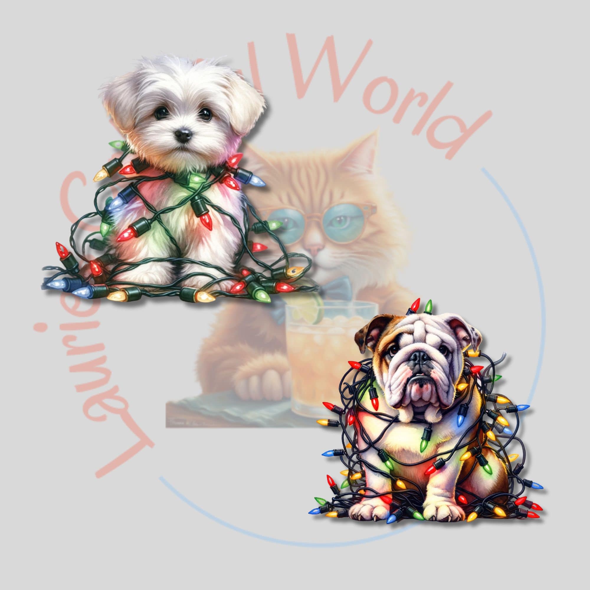 Christmas Clip Art 3 PNG Animals Bundle, Puppy Dogs, Kittens, Christmas ...