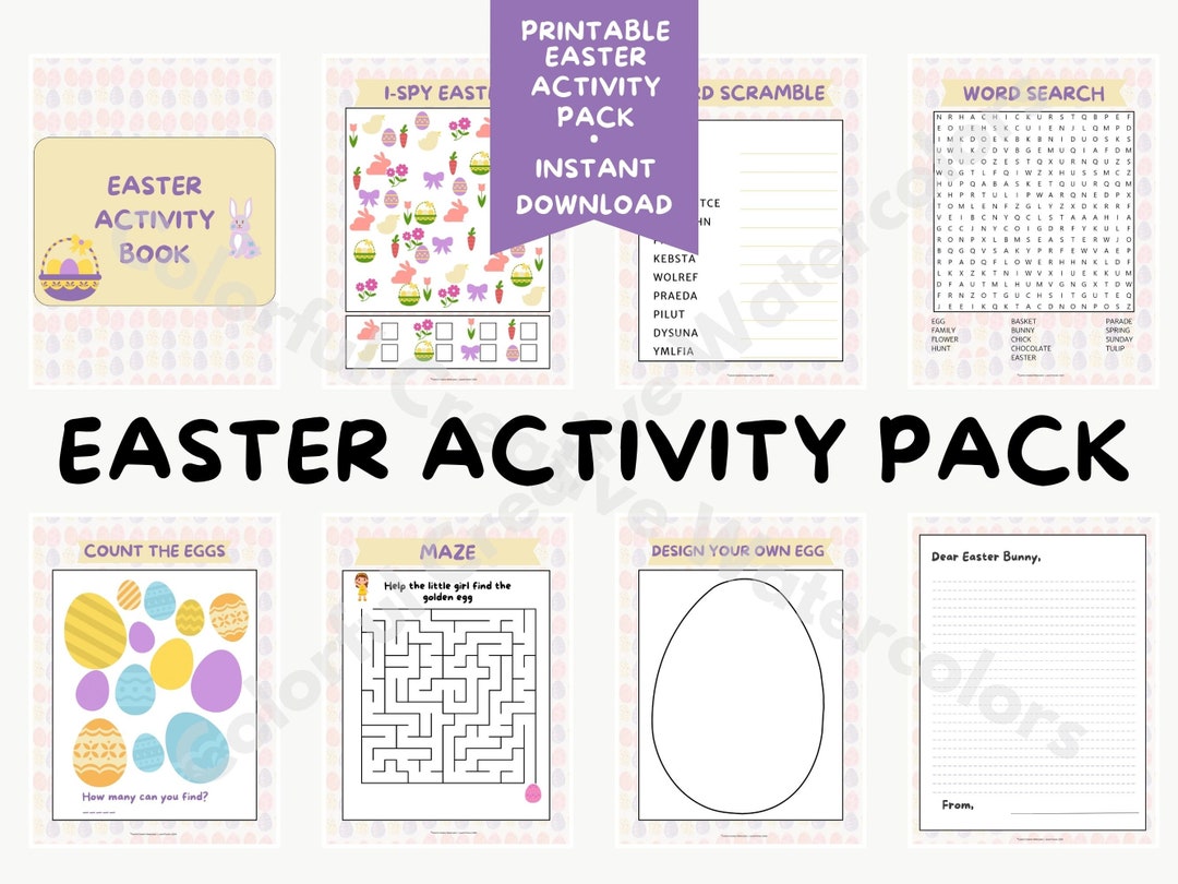 Easter Activity Pack, Digital Download, Easter Egg Coloring Page ...