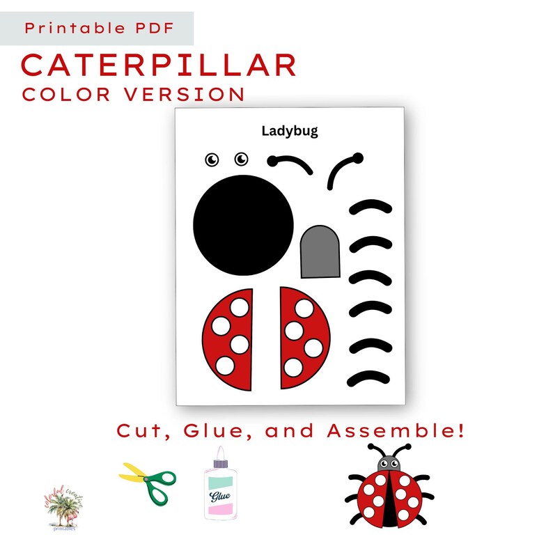 Build A Craft Ladybug Printable Kids Activity & Paper Crafts Digital ...