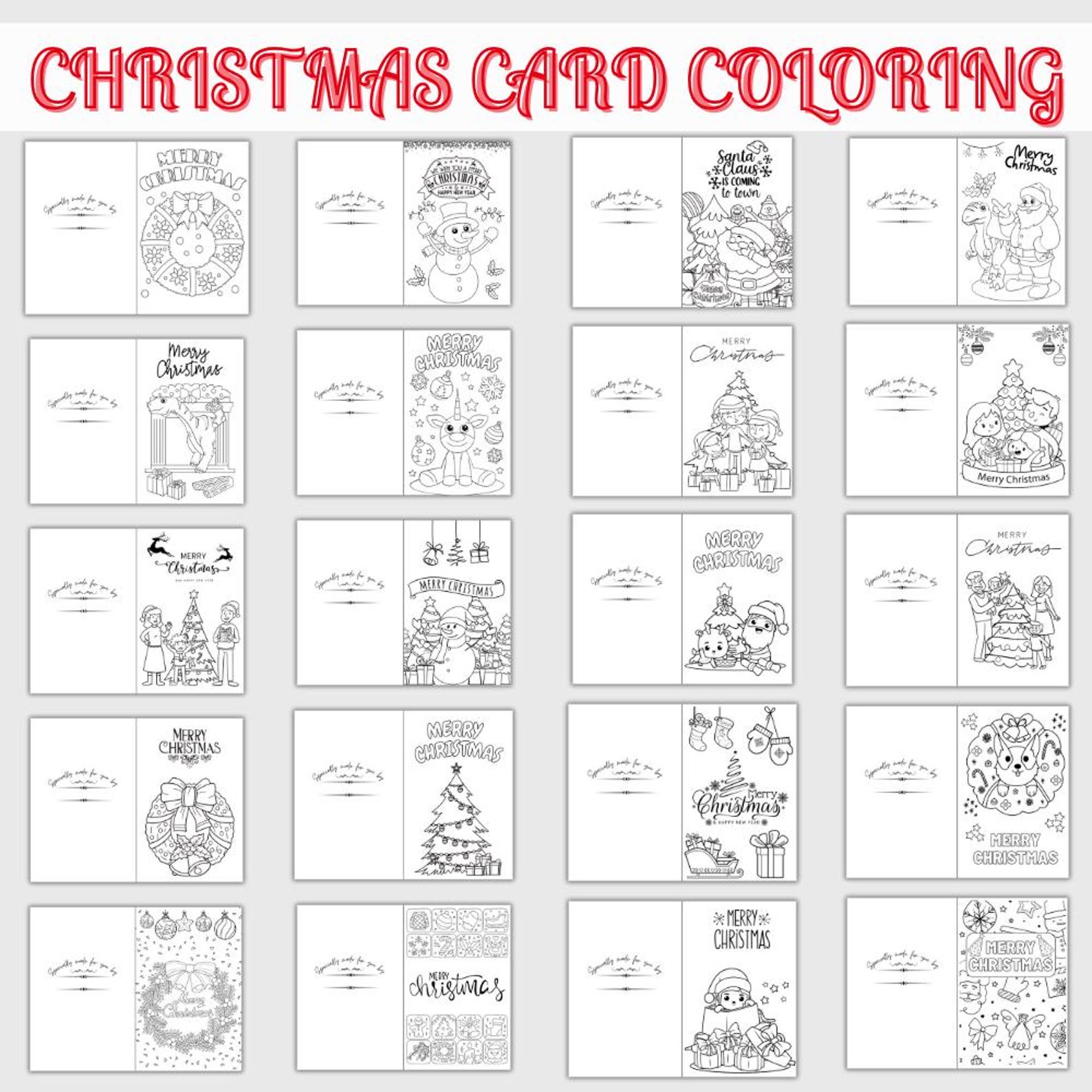 Children's Christmas Cards Coloring Cards, DIY Christmas Cards Kids ...