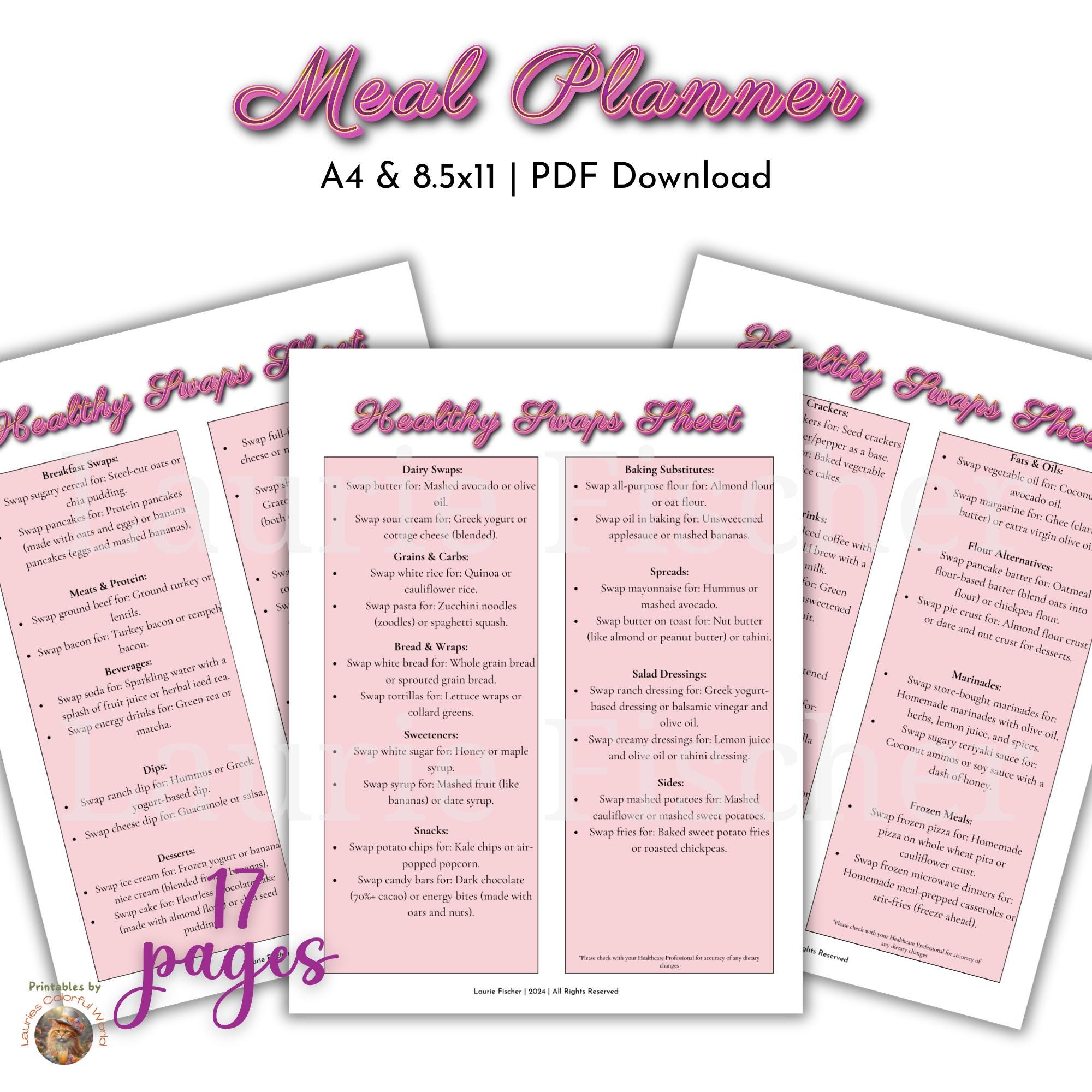 Printable Meal Planner Bundle Weekly Monthly Meal Planning A4 Letter ...