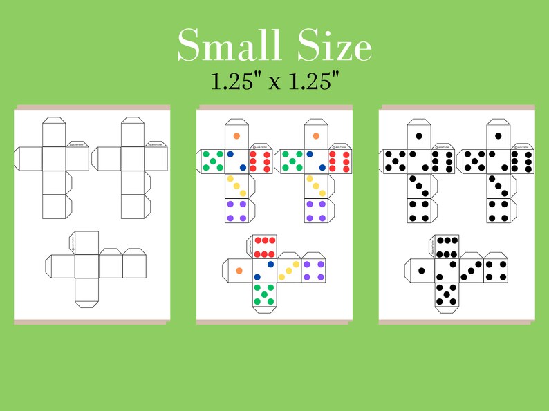 Printable Game Dice, 3 Sizes, Digital Download, Kids Games, Classroom ...