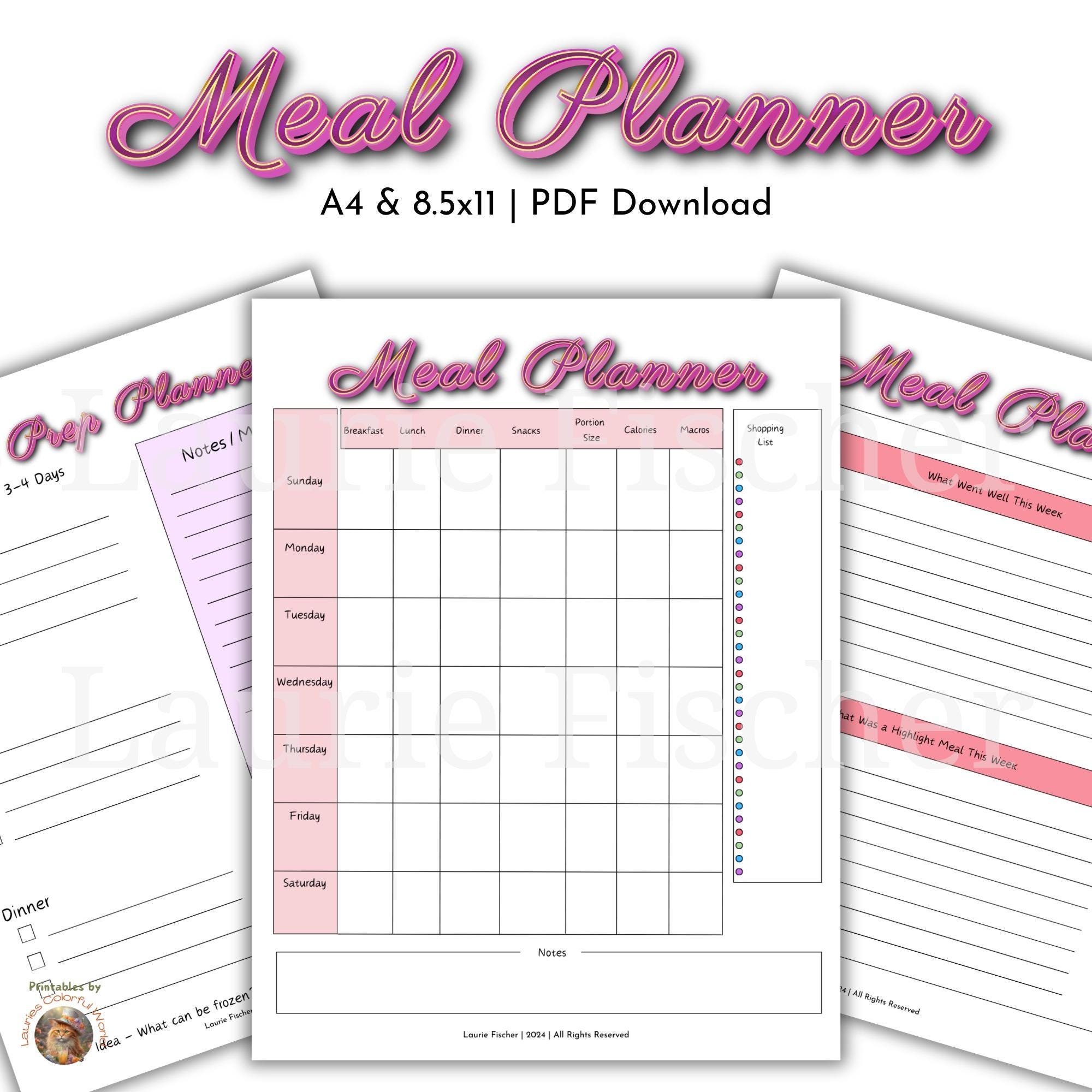 Printable Meal Planner Bundle Weekly Monthly Meal Planning A4 Letter ...