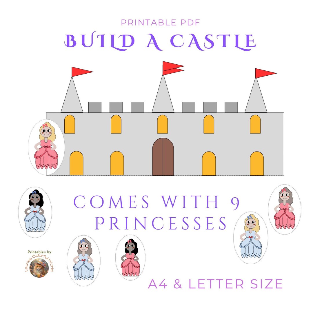 Build a Castle With 9 Princesses Printable DIY Princess Castle Craft ...