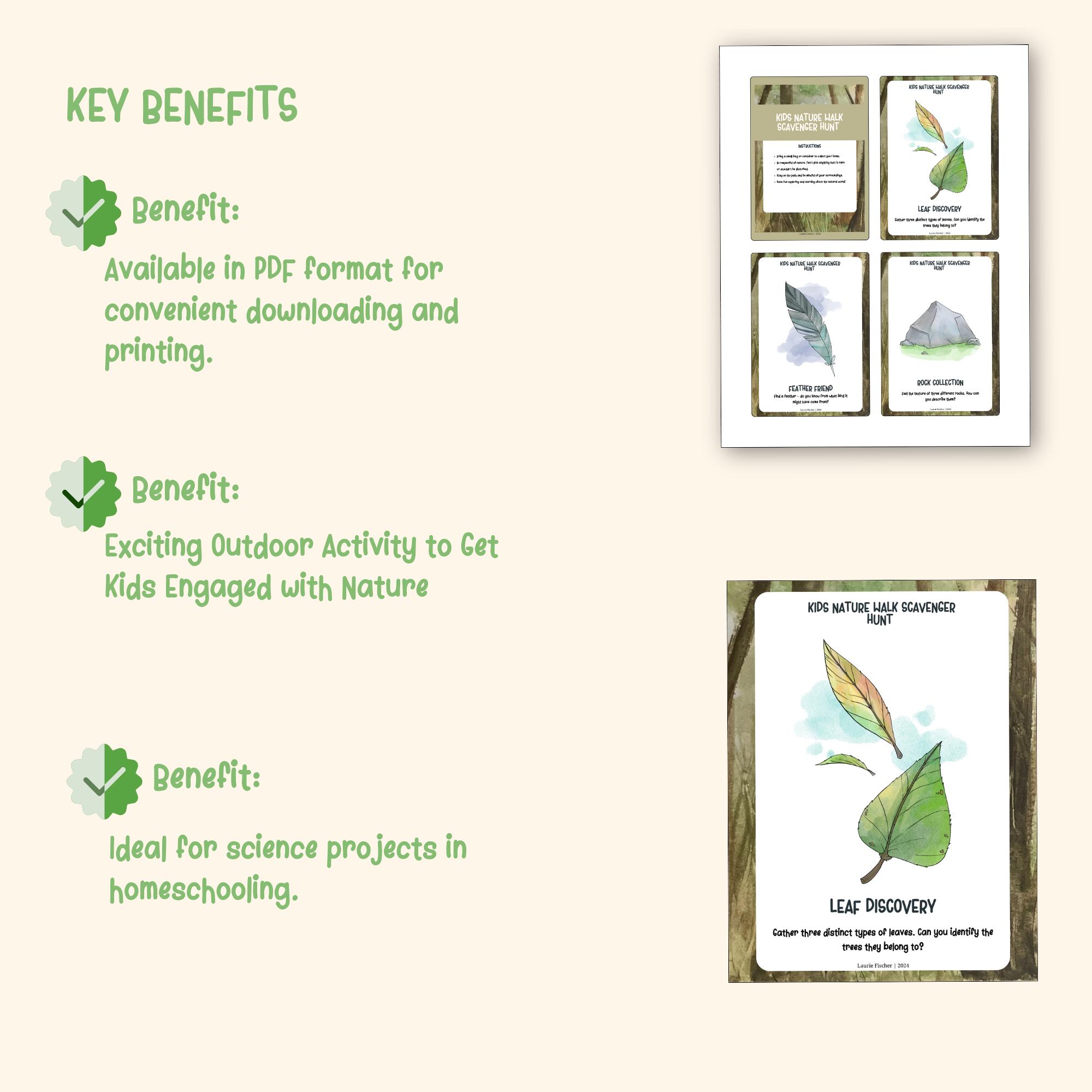 Kids Nature Walk Scavenger Hunt PDF, Printable Homeschool Activity ...