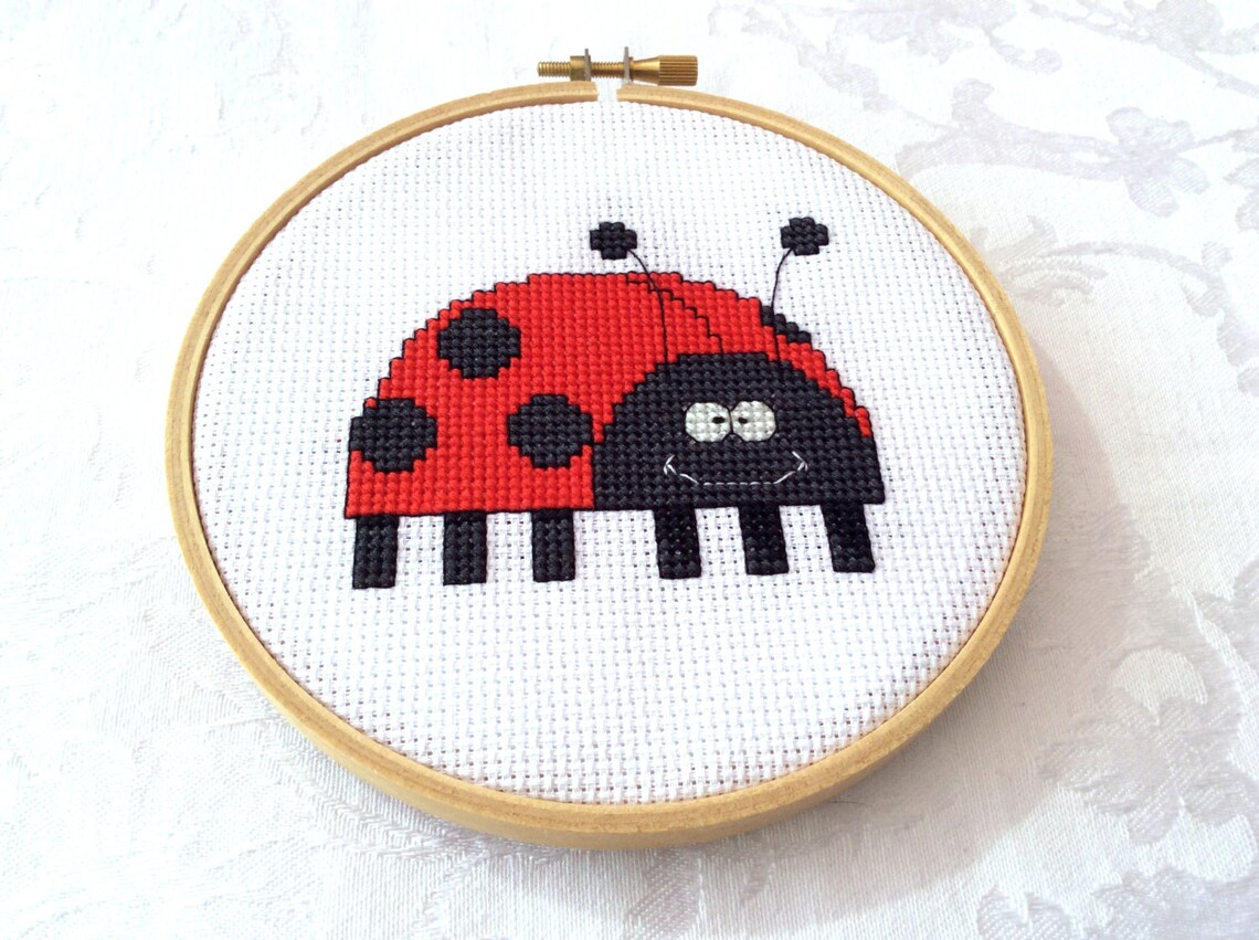 Ladybug Cross Stitch Pattern, PDF Pattern, Bug Embroidery, Garden ...