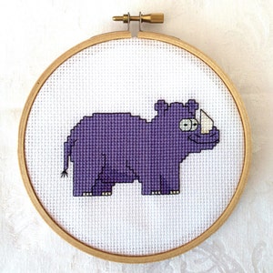 Rhino Cross Stitch Pattern, Digital Download, Zoo PDF Pattern, Jungle ...
