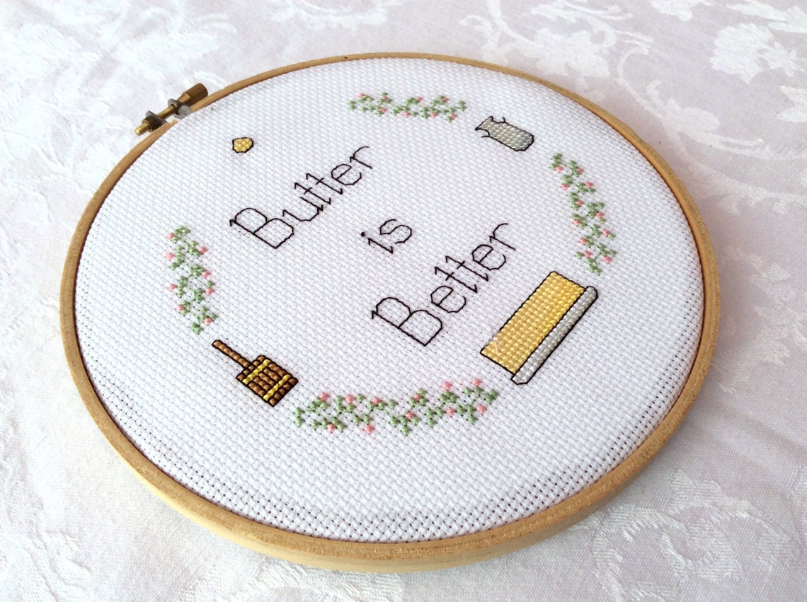 Butter is Better Cross Stitch Pattern, PDF Pattern, Kitchen Xstitch ...