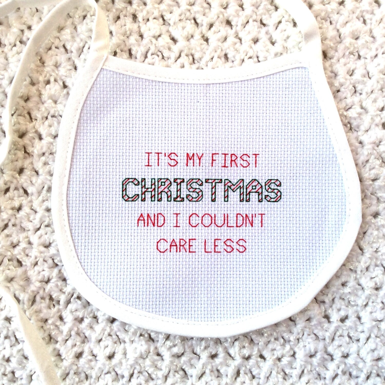 First Christmas Baby Bib Cross Stitch, PDF Pattern, Infant Embroidery ...