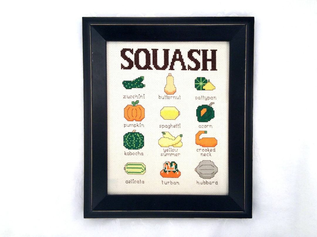 Squash Cross Stitch Pattern, Gourd Needlepoint, Autumn Embroidery ...