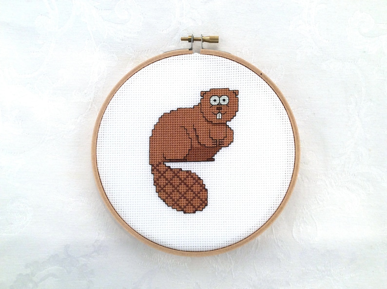 Beaver Cross Stitch Pattern, River Needlepoint, Wildlife Embroidery ...
