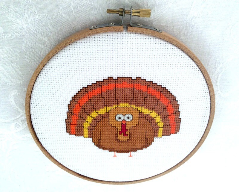 Turkey Counted Cross Stitch Pattern, Thanksgiving PDF Pattern, Autumn ...