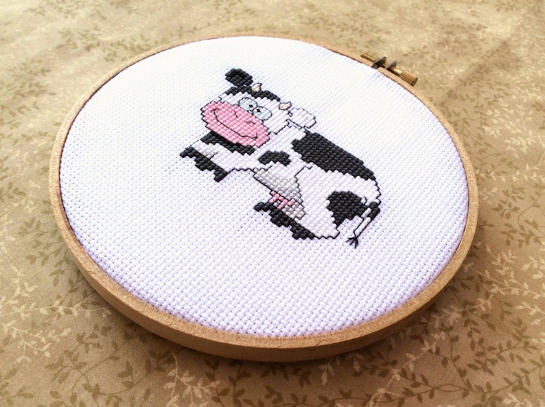 Cow Cross Stitch Pattern, Farm Embroidery, Barn Animal Needlepoint ...