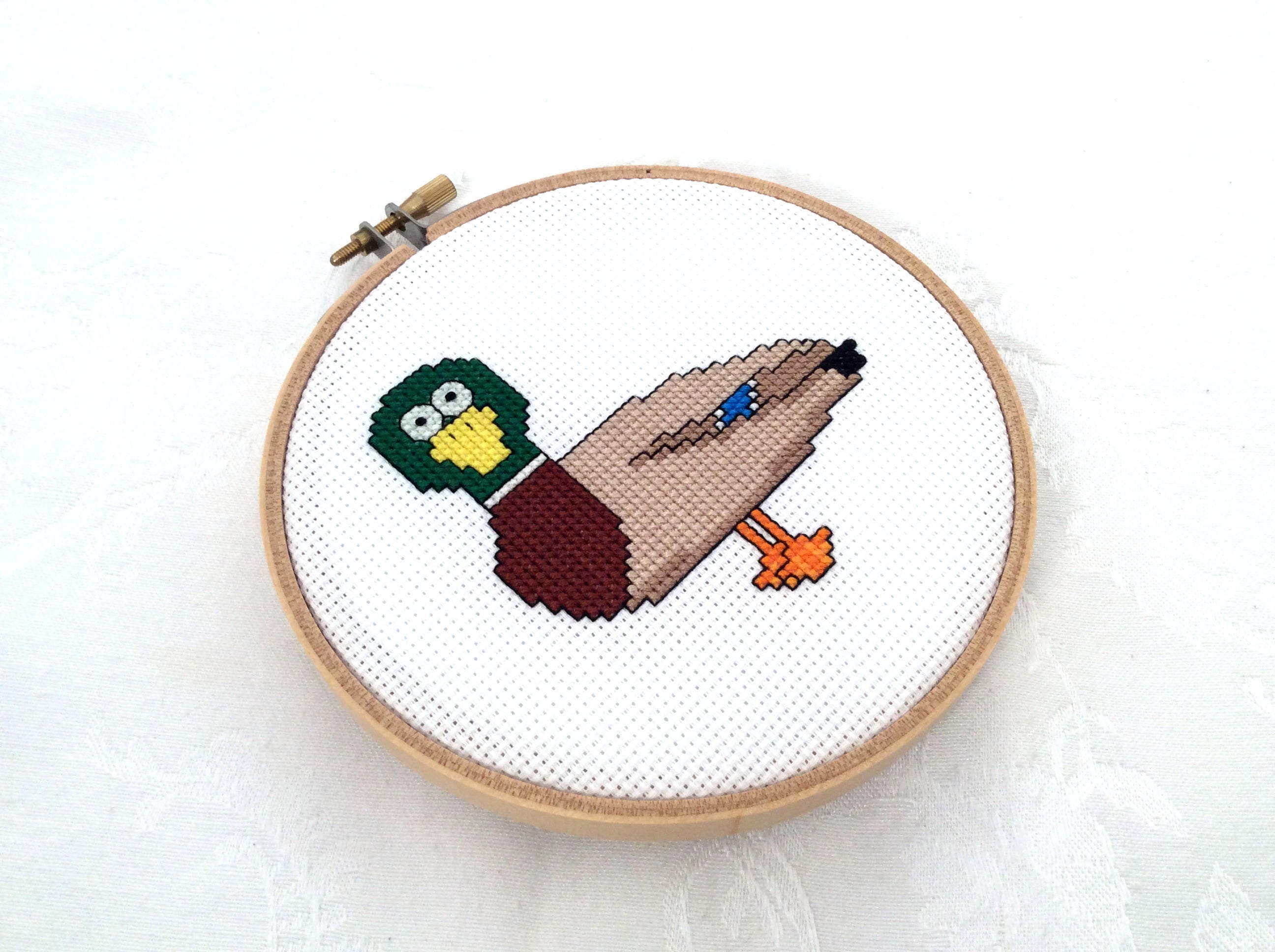 Duck Cross Stitch Pattern, Animal Embroidery, Bird Needlepoint ...